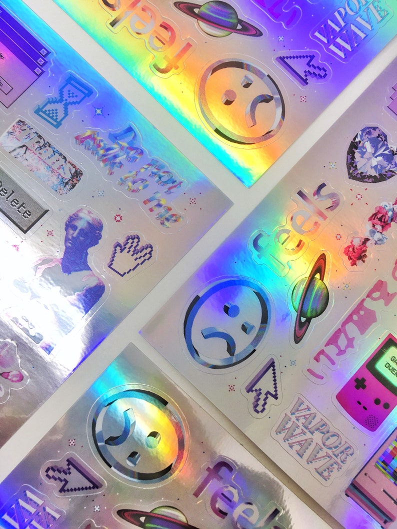Vaporwave holographic sticker sheet / Vapor wave stickers / | Etsy
