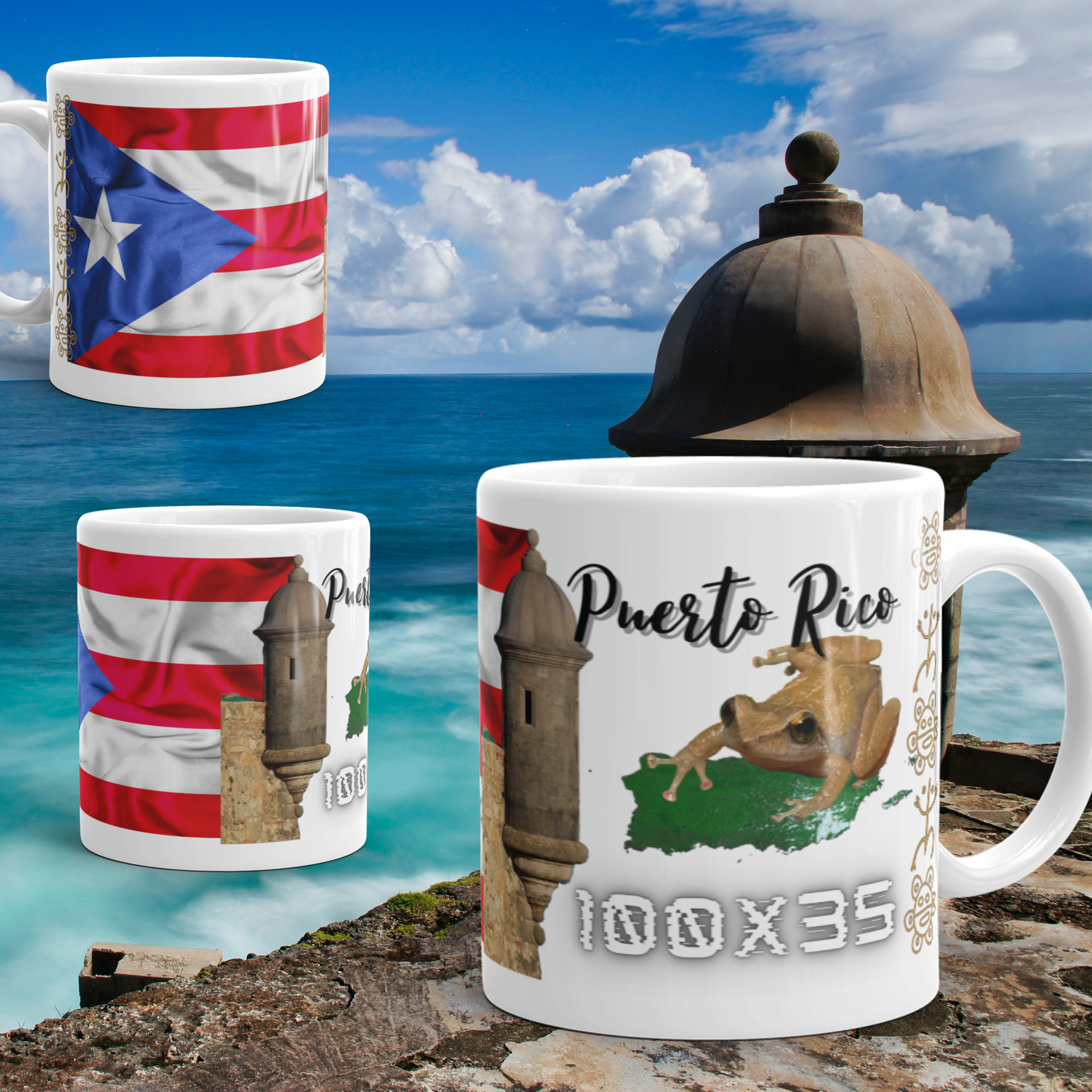 Puerto Rico Souvenir Ceramic Mug Taino Sun Vacations Travel Souvenir PR ...