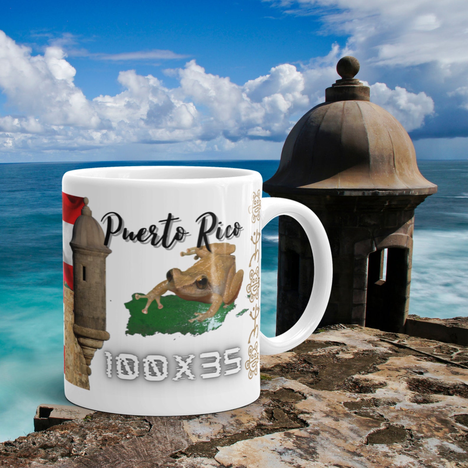 Puerto Rico Souvenir Ceramic Mug Taino Sun Vacations Travel Souvenir PR ...