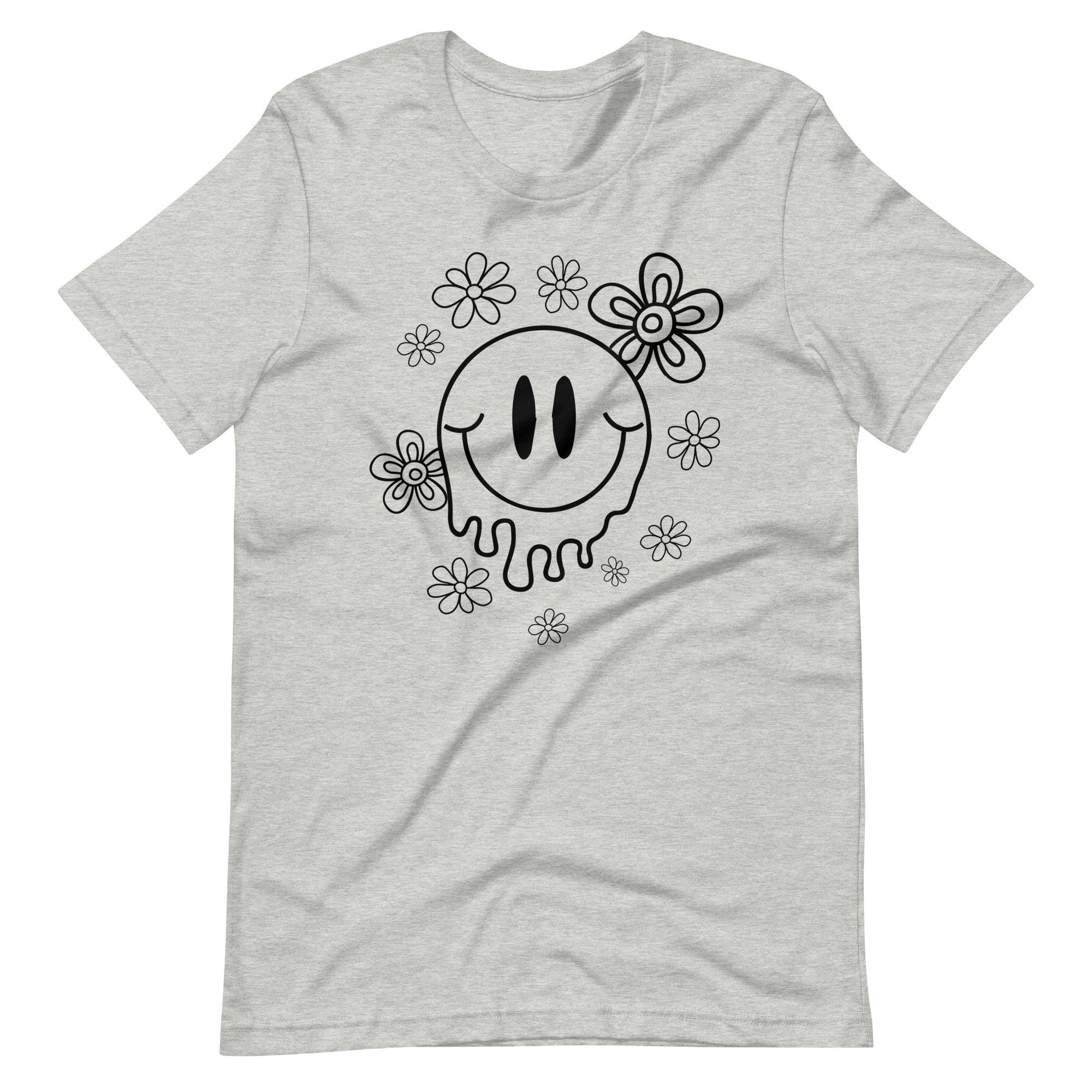 Melting Smiley Face Oversized Vintage T-shirt, Smiley Face Tee, Retro ...