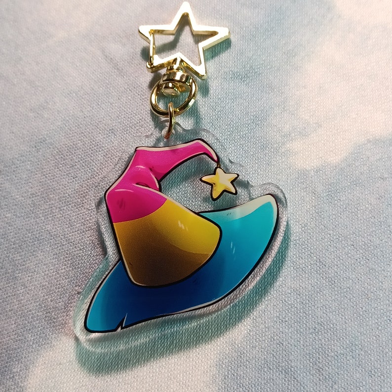 LGBT Pride Witch Halloween Keychains Gay Trans Ace Pan Nonbinary Bi Hat ...