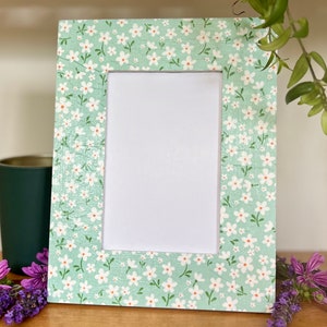 Light Green Frame With White Flowers Decoupaged Photo Frame, Floral ...