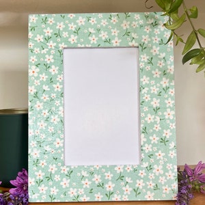 Light Green Frame With White Flowers Decoupaged Photo Frame, Floral ...