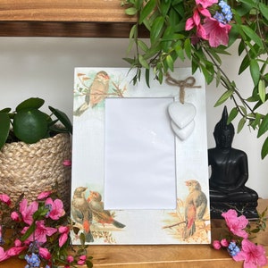 Beautiful Garden Birds Decoupaged Wooden Photo Frame With Hanging ...