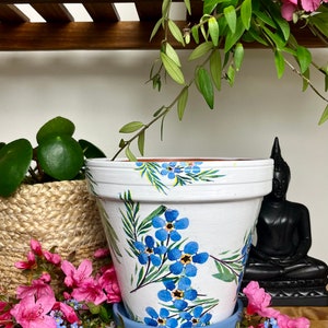 Forget Me Not Decoupaged Plant Pot ,blue Flower Garden Planter ...