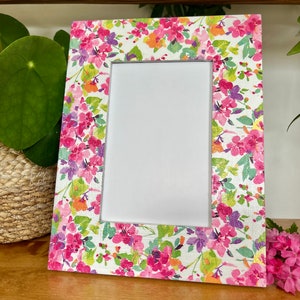 Pink Floral Decoupaged Photo Frame, Floral Shabby Chic Wooden Picture ...