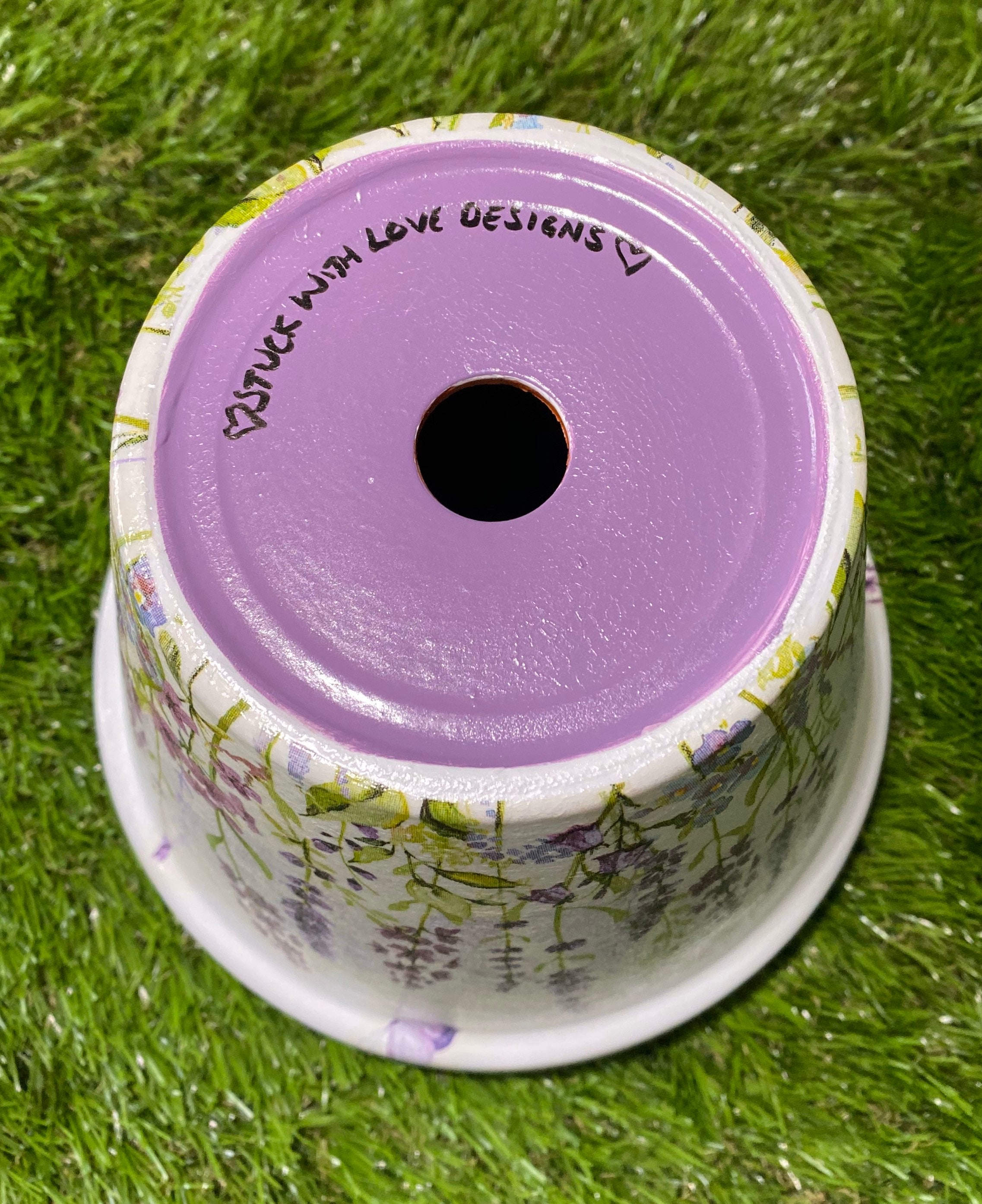 Lavender decoupaged plant pot Purple garden flower pot | Etsy