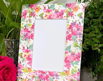 Pink Floral Decoupaged Photo Frame, Floral Shabby Chic Wooden Picture ...