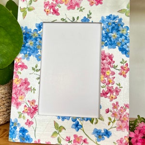 Blue and Pink Forget Me Nots Decoupaged Photo Frame, Flower Floral ...