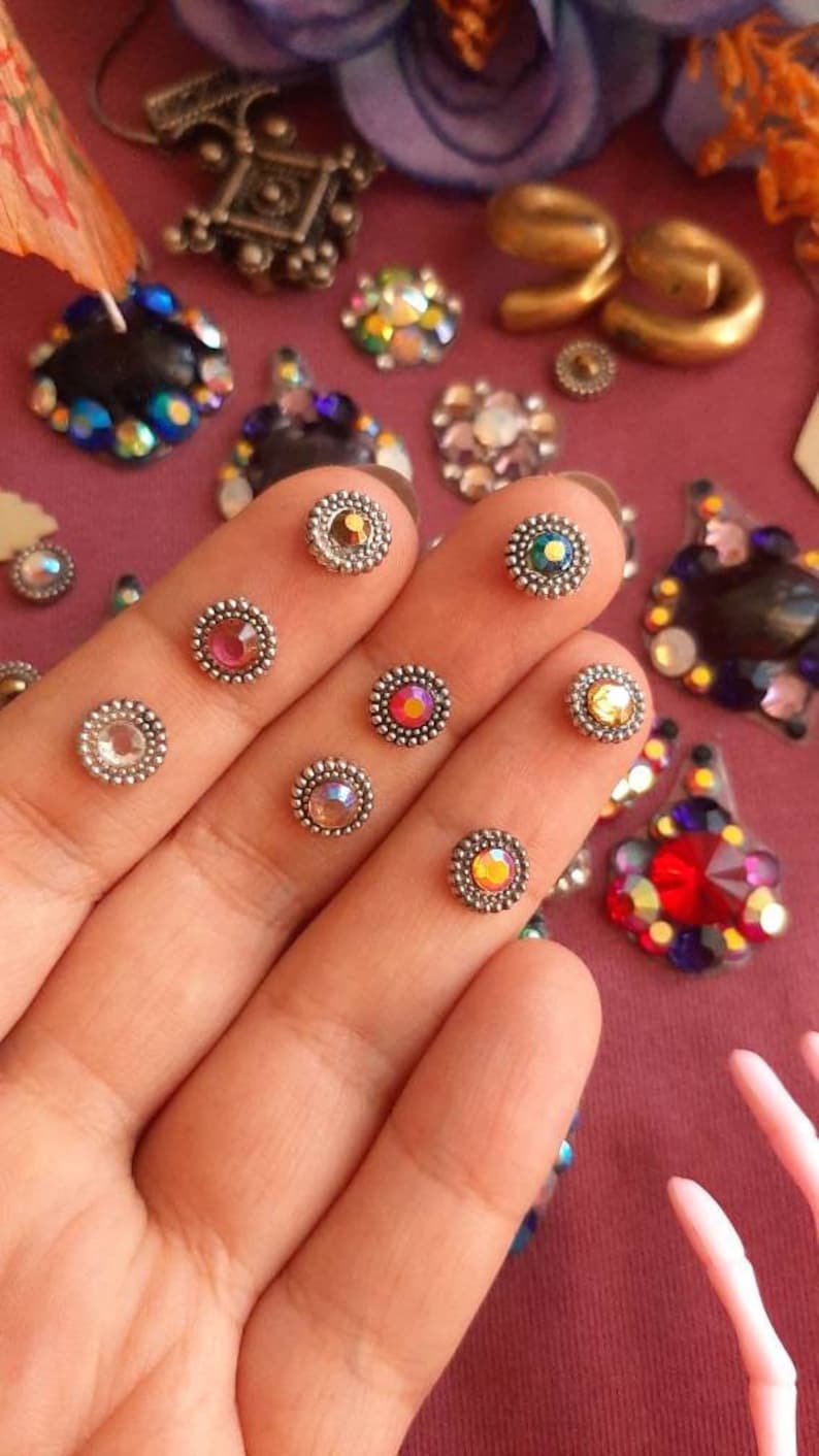 12 Assorted Handmade Accents Bindi Jewelry - Third Eye Adornment - Face ...