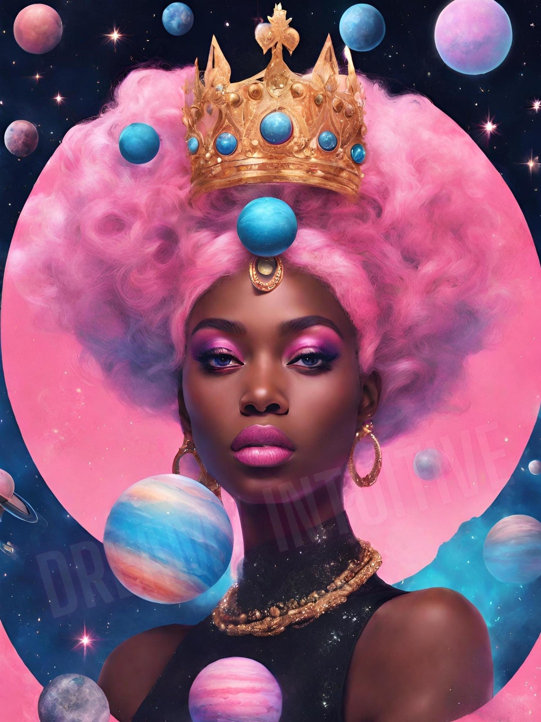 Galactic Goddess of Pink, Digital Art, Downloadable, Print Art, Black ...