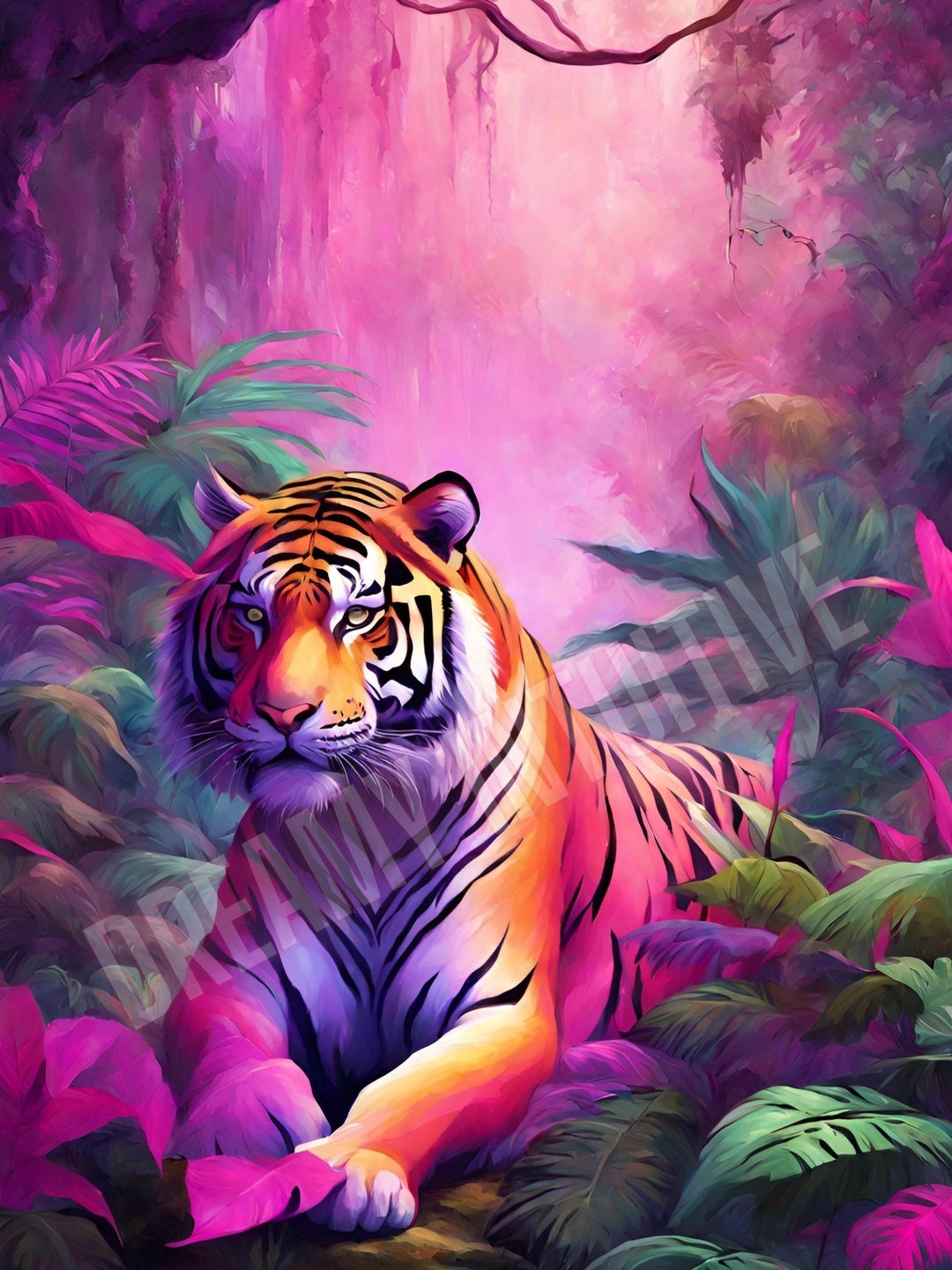 Tiger at Rest, Digital Art, High Quality Images, Downloadable - Etsy