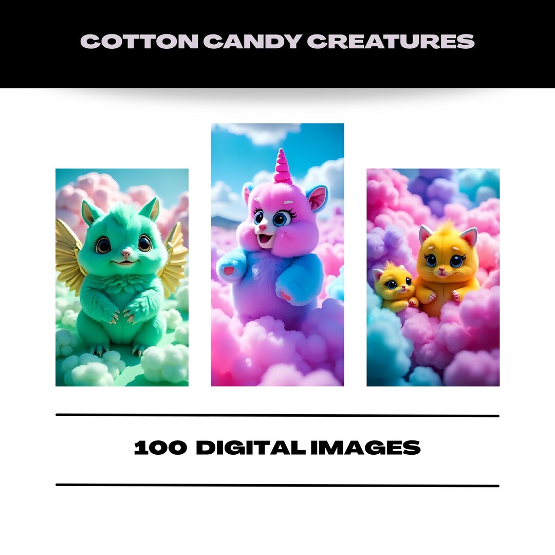 Cotton Candy Cloud Creatures 100 Piece Image Collection - Etsy