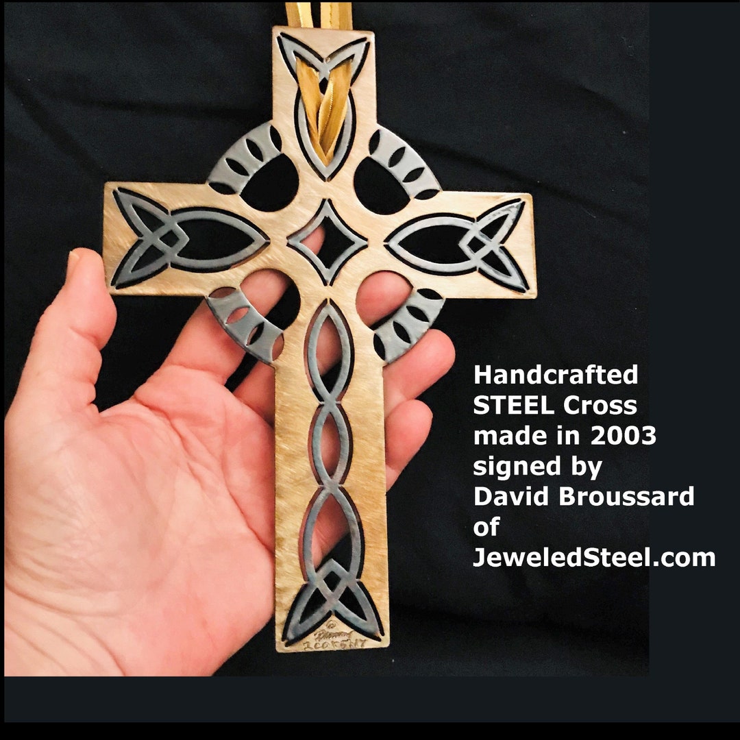 Celtic Wall Cross 8x6" Handcrafted STEEL Cross Made 2003 Signed by ...