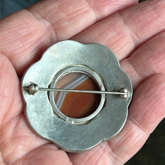 Vintage Silver Celtic Trinity Knot Brooch with Banded… - Gem