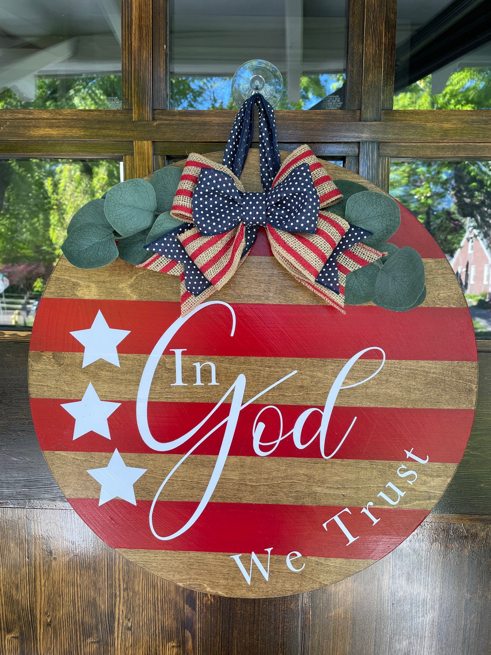 Welcome in God We Trust Wooden Wreath Door Hanger USA - Etsy