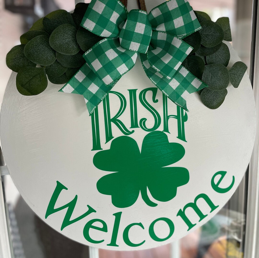 Irish Welcome, St Patrick’s Day, Irish, Gaelic, Shamrock, Wreath, Door ...