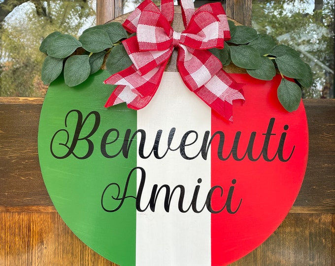 Italian, Welcome Friends, Italy, Door Hanger, Sign, Ethnic, Front Door ...