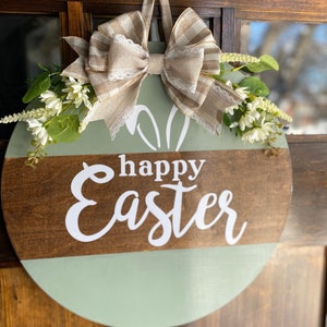 Easter, Spring, Door Hanger, Bunny, Front Door, Wooden Sign, Round ...