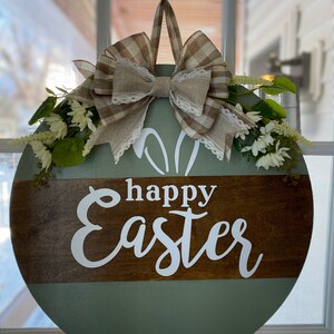 Easter, Spring, Door Hanger, Bunny, Front Door, Wooden Sign, Round ...