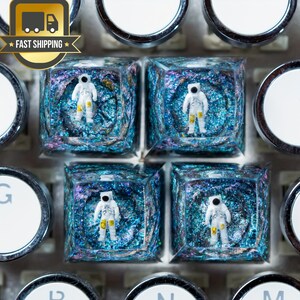 Galaxy Astronaut Keycaps unique Resin Artisan Crafted, Vibrant Galaxy ...