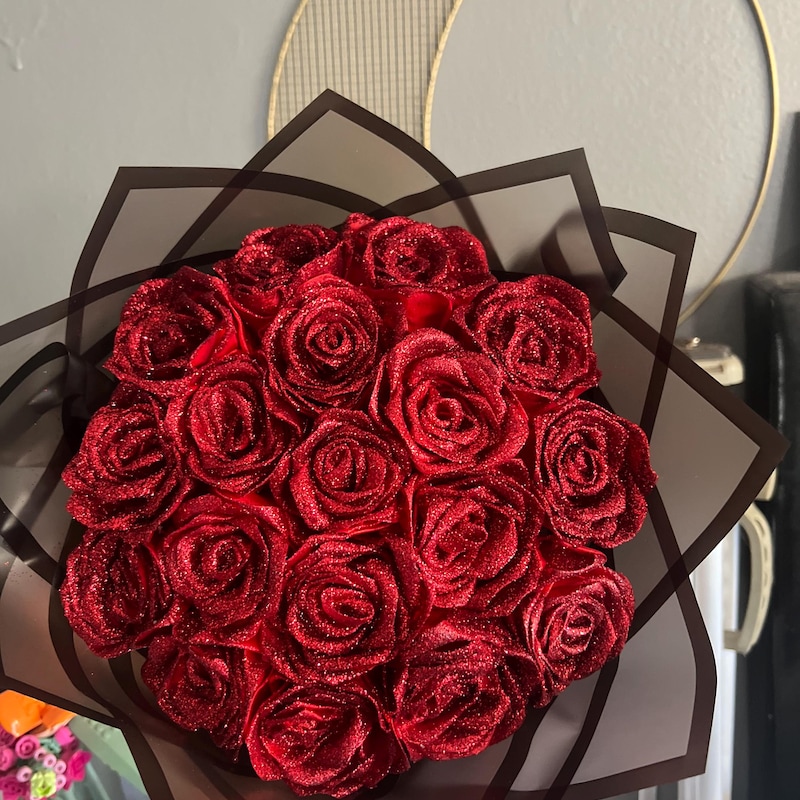 Glitter Roses Bouquet - Etsy UK