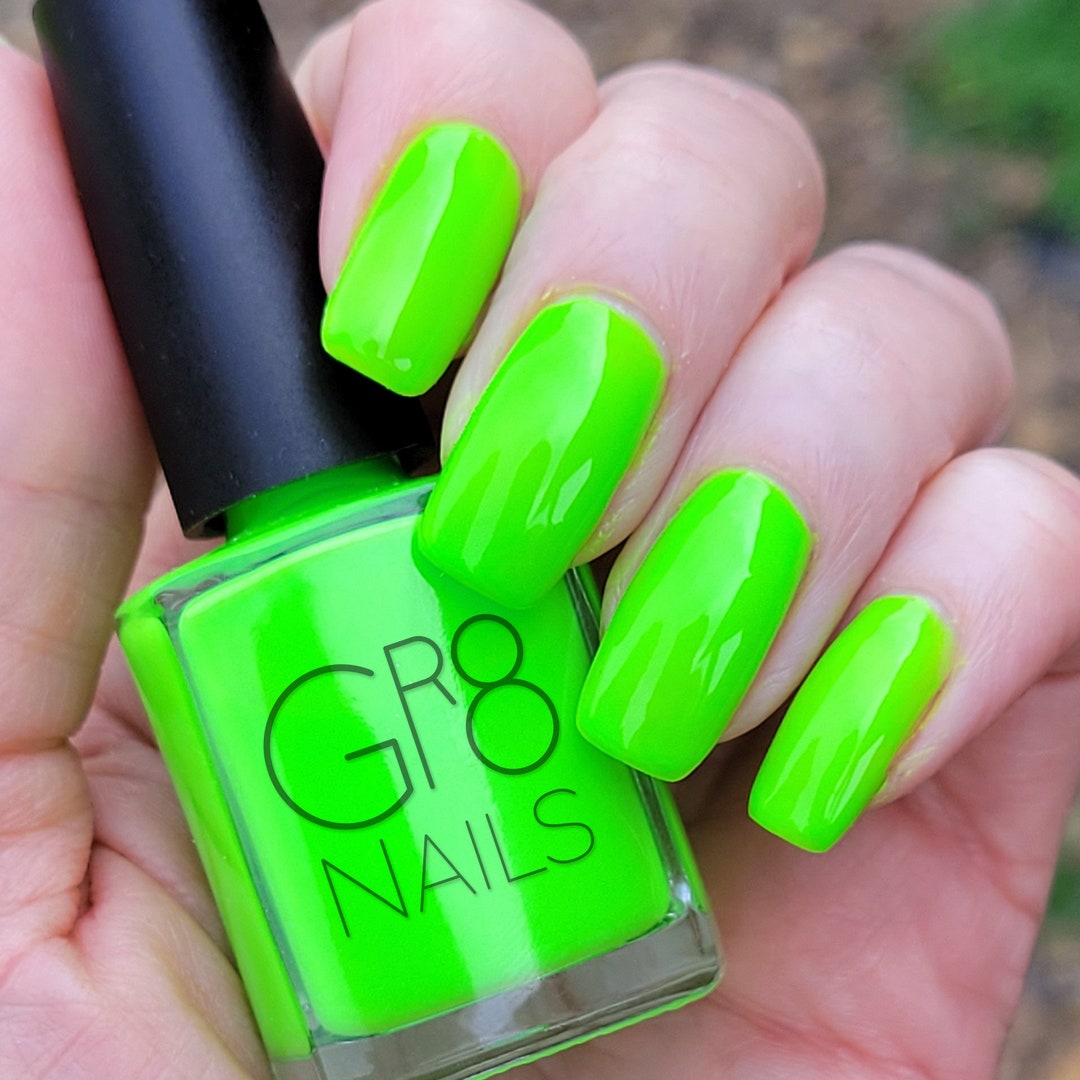 In the Limelight: Bright Neon Green Nail Polish Handmade by GR8 Nails ...