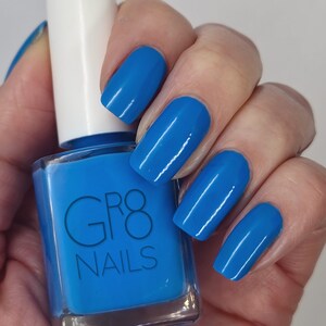 Neon Blue Nail Polish Handmade by GR8 Nails - Etsy