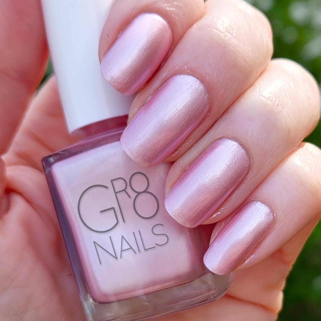 Satin Ribbon: Soft Pink Nail Polish Handmade by GR8 Nails - Etsy