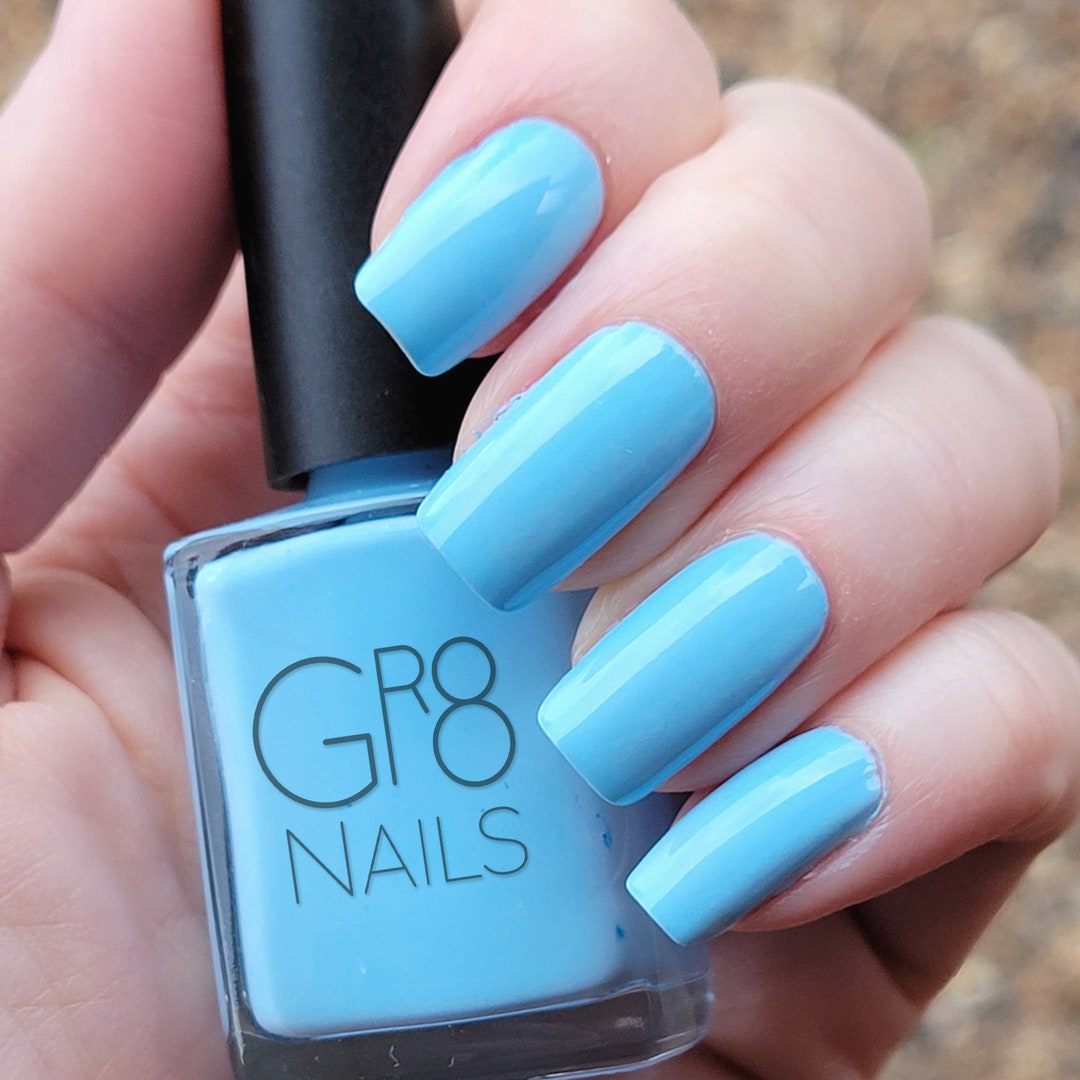 Summer Time Blues: Pastel Blue Nail Polish Handmade by Gr8 Nails - Etsy