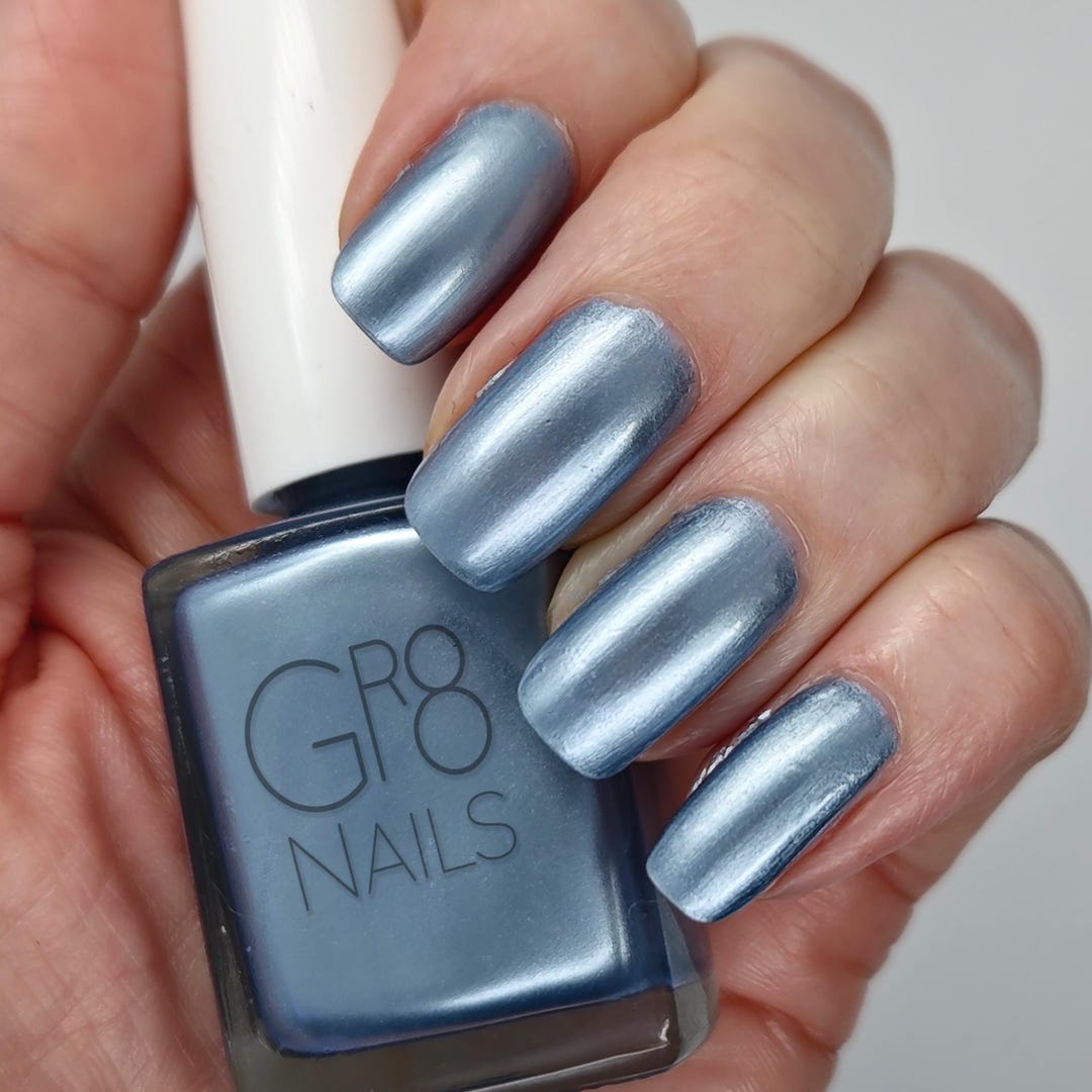 Light Drizzle: Silvery Blue Nail Polish Handmade by GR8 Nails - Etsy