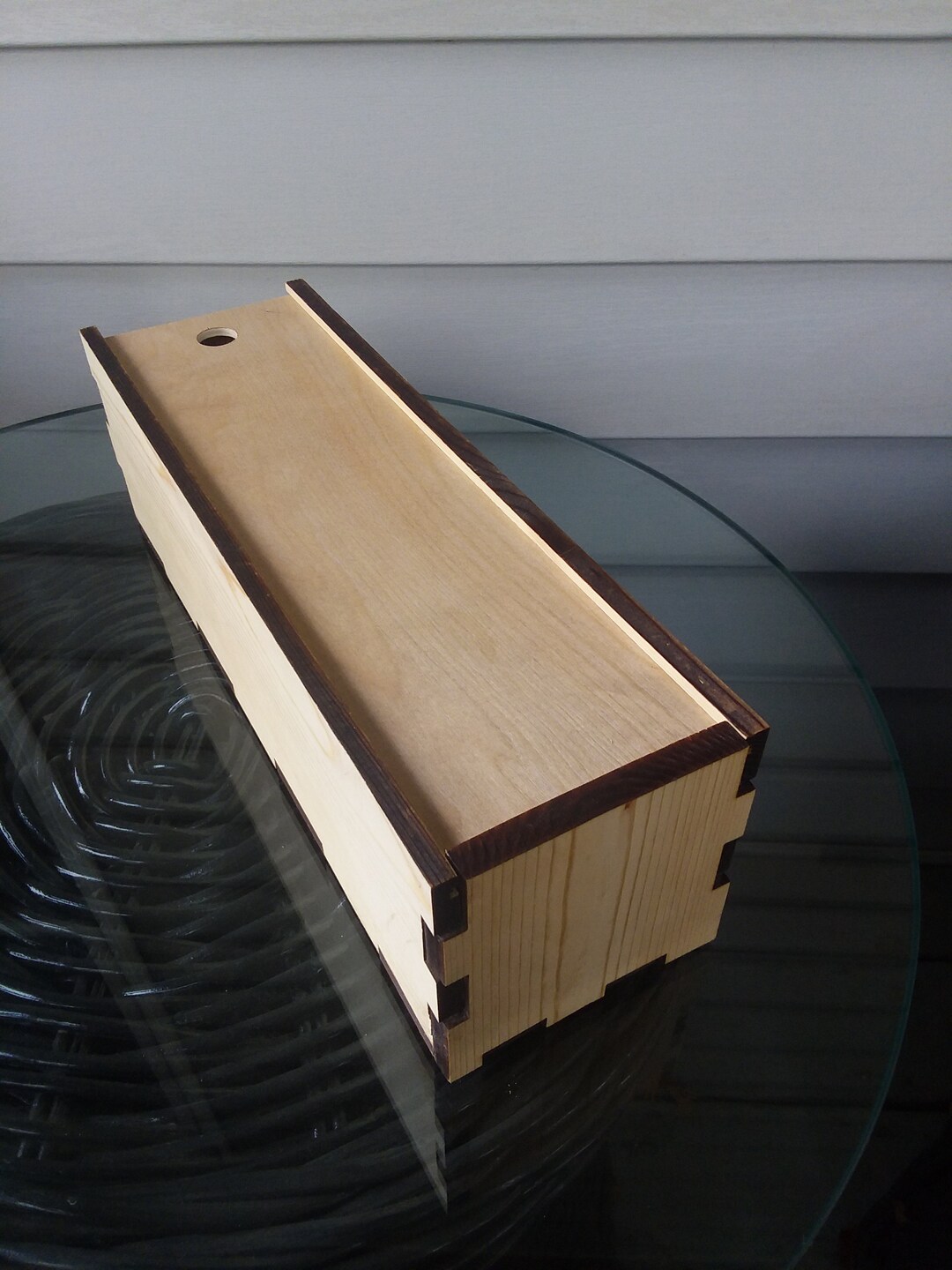 Pine Gift Box for Wine or Spirits - Laser Cut, Charred Edges ...