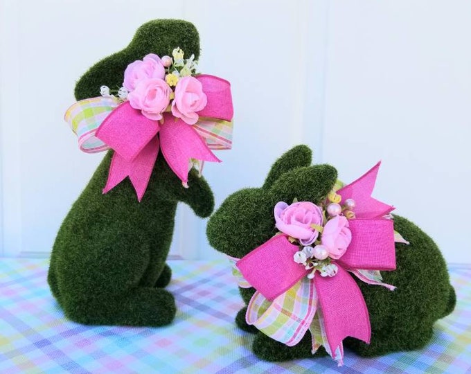 Bunny Decor, Flocked Bunny, Easter Bunny, Spring Bunnies, Table Top ...