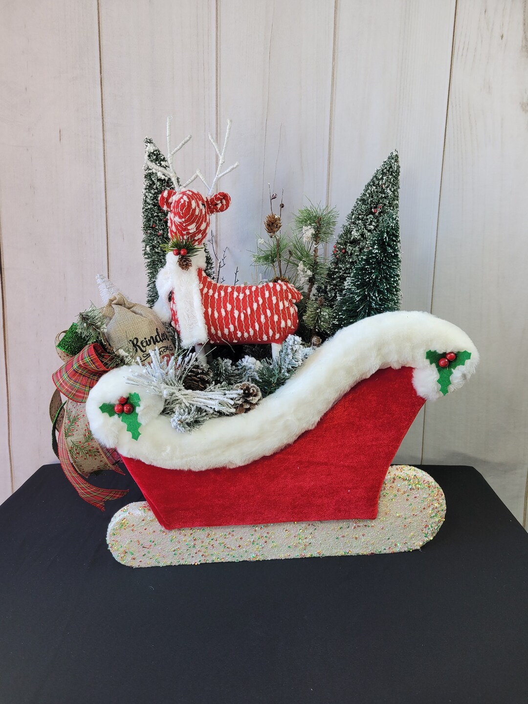 Rustic Christmas Sleigh Centerpiece, Reindeer Decoration - Etsy