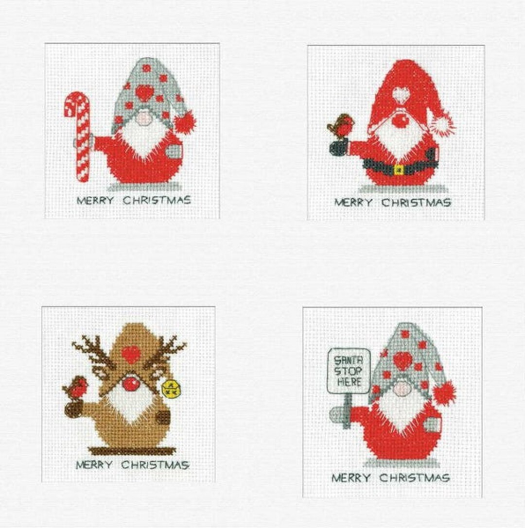 Gonk Cross Stitch Kit Cards, Counted Cross Stitch Kits -christmas Gonks ...