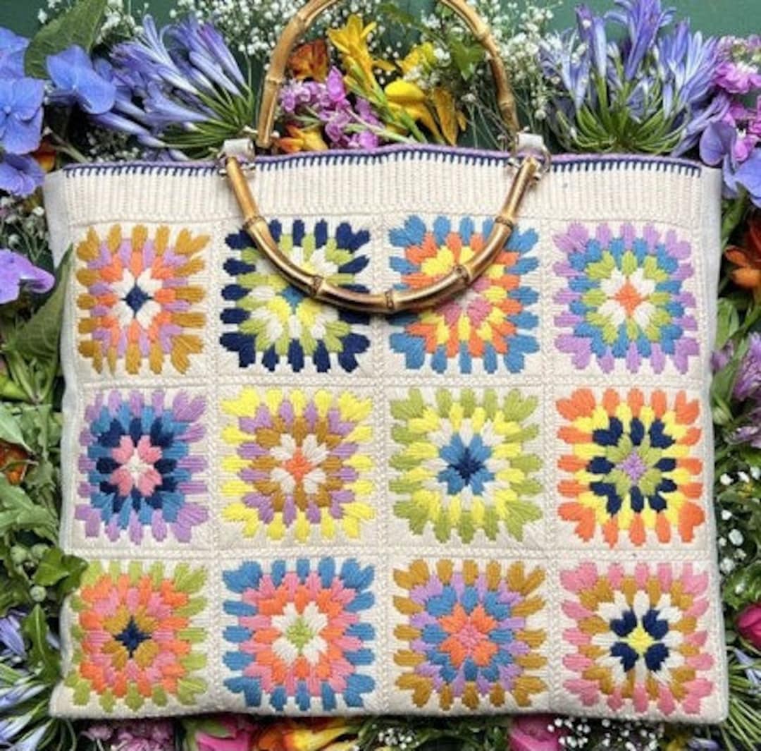 Tapestry Needlepoint Kit – Granny Squares Needlepoint Bag - Premium ...