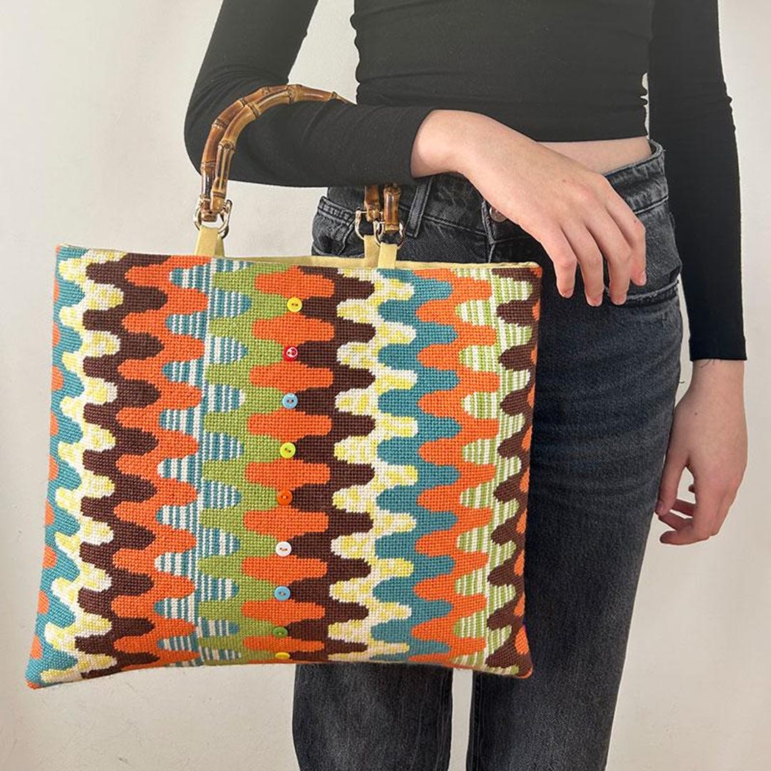 Tapestry Needlepoint Kit – Orange Ric-rac Zig Zag Needlepoint Bag ...