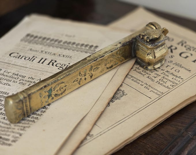 Antique Islamic Traveling Scribes Inkwell Quill Pen Holder Brass ...