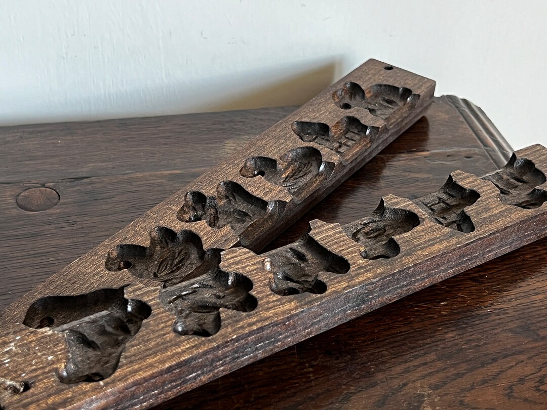 Antique Treen Sweet Mould Set, 19th C Hand Carved Confectionary ...