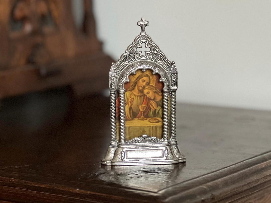 Antique Religious Shrine Altar Frame With Crucifix and Saints - Etsy