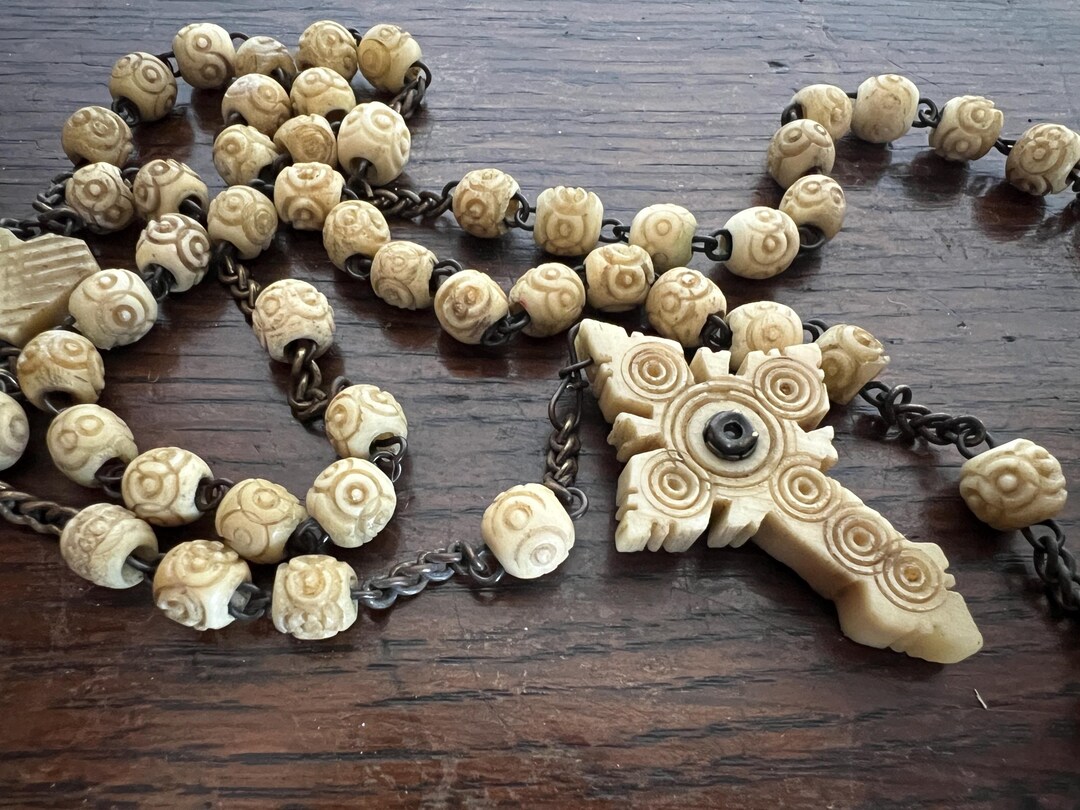 Antique Rosary Bovine Bone French Stanhope Rosary, Images of the Somme ...