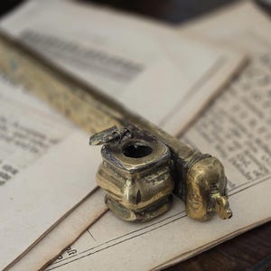 Antique Islamic Traveling Scribes Inkwell Quill Pen Holder Brass ...