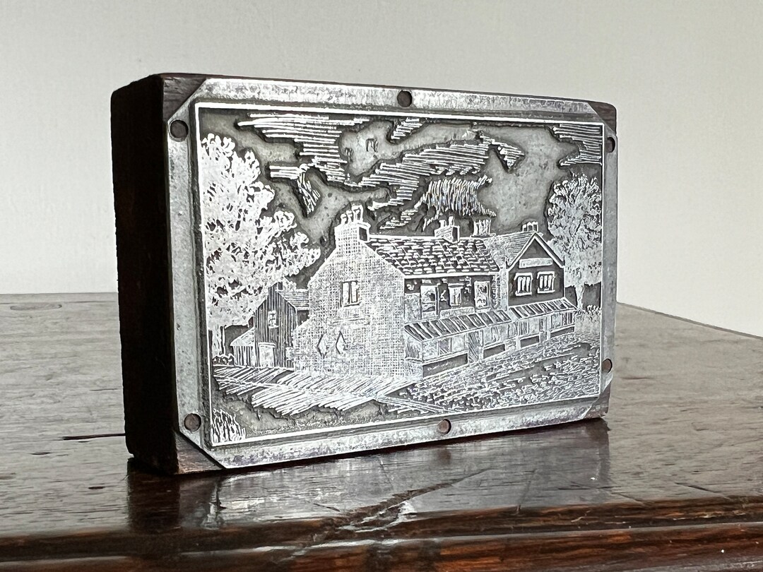 Printing Block Metal on Wood Depicting Houses Bentham, Yorkshire - Etsy