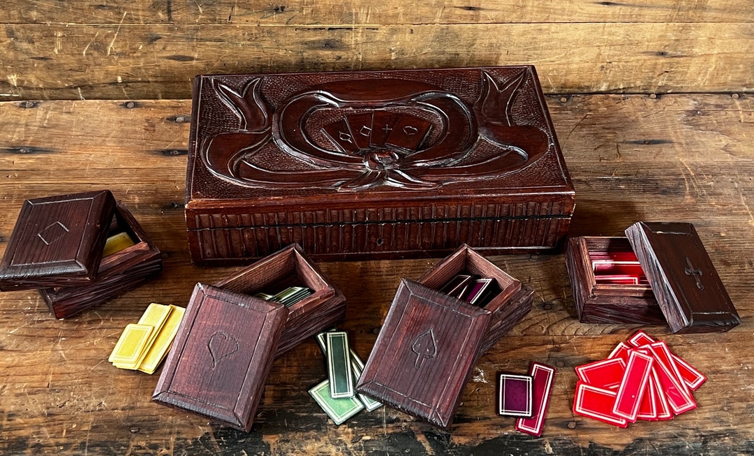 Bridge Gaming Cards Box With Original Bovine Bone Tokens Gaming Chips ...