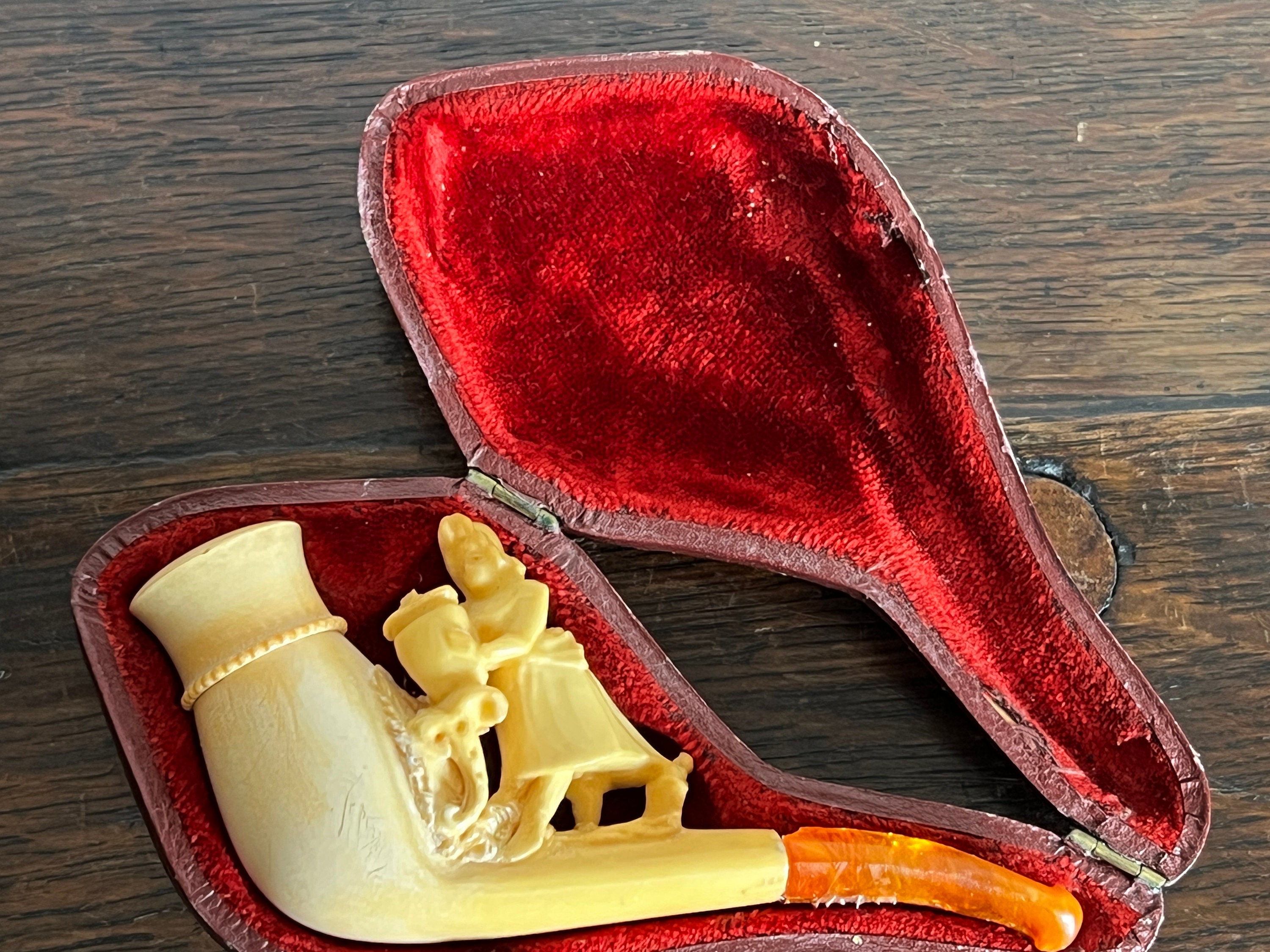 Antique Cased Meerschaum Pipe Carved Milk Maid Original Leather Case - Etsy
