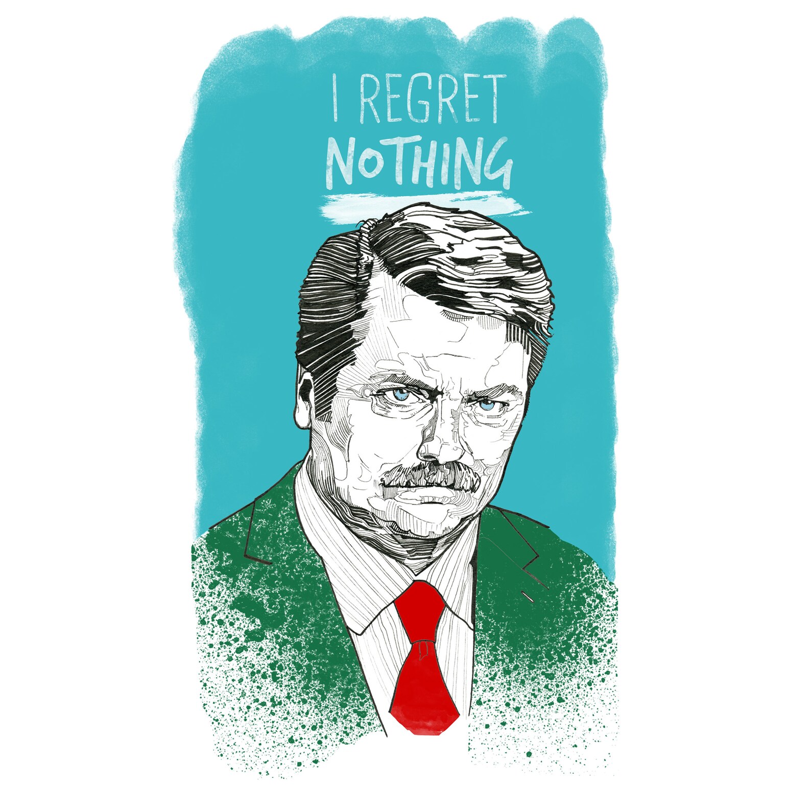 Ron Swanson Coloured Print From Original Drawing Ron Swanson | Etsy