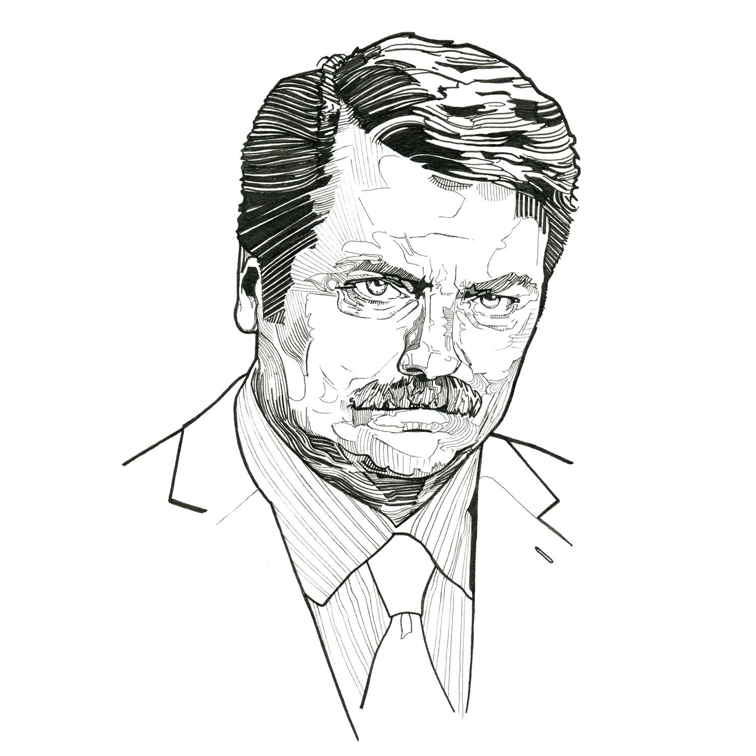 Ron Swanson Print From Original Drawing Ron Swanson Poster Parks ...