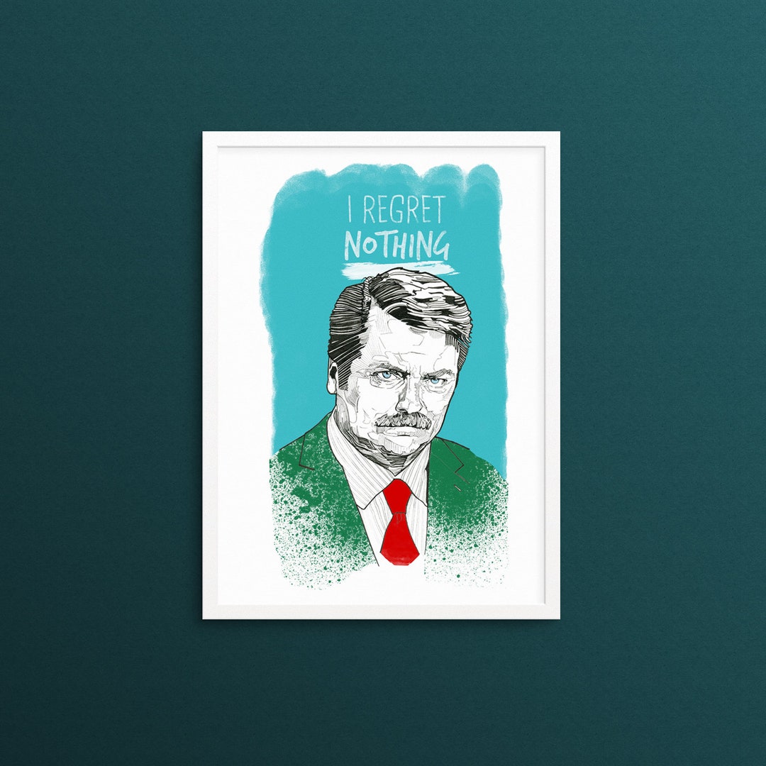Ron Swanson Coloured Print From Original Drawing Ron Swanson Poster ...