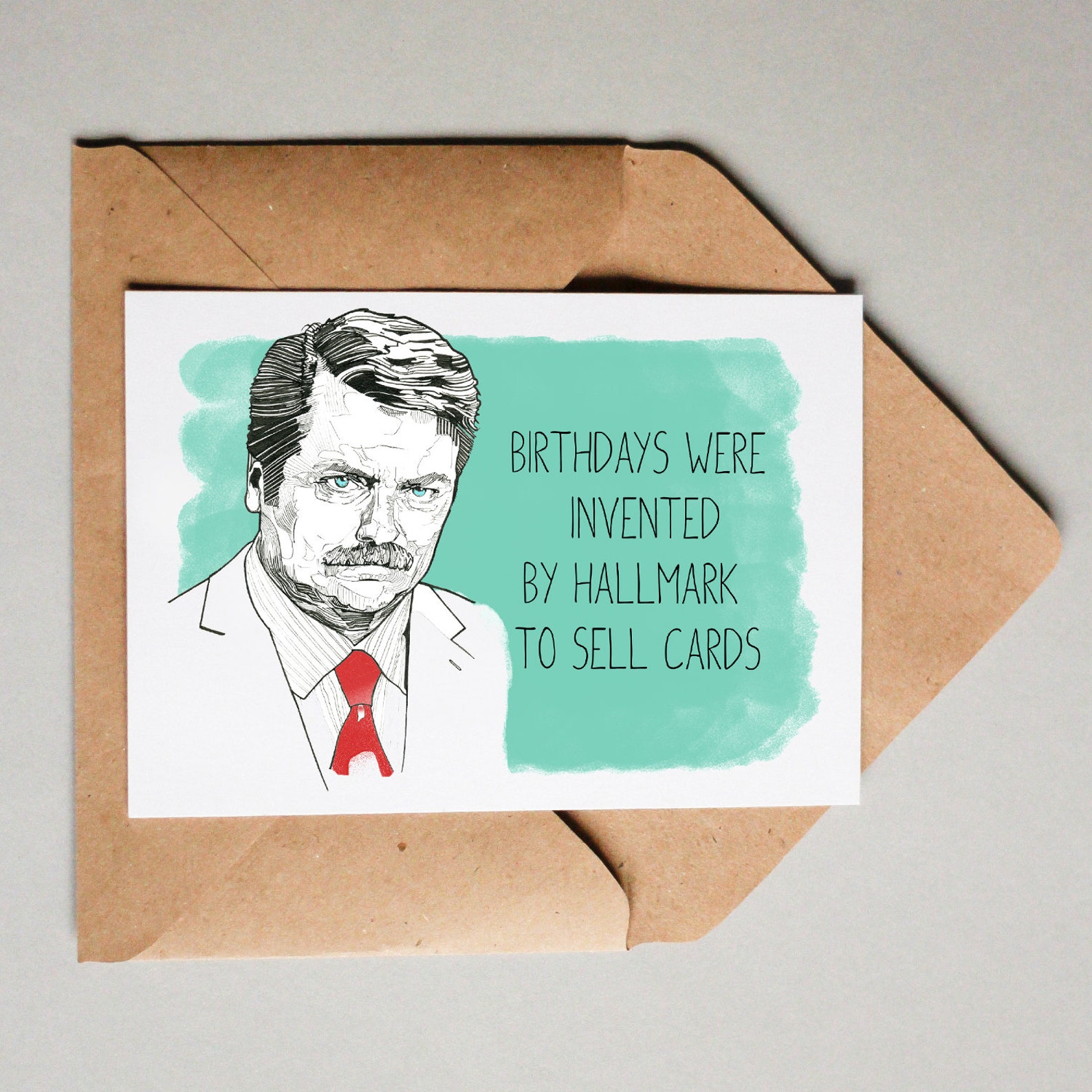 Ron Swanson A6 Birthday Card Ron Swanson Greetings Card | Etsy