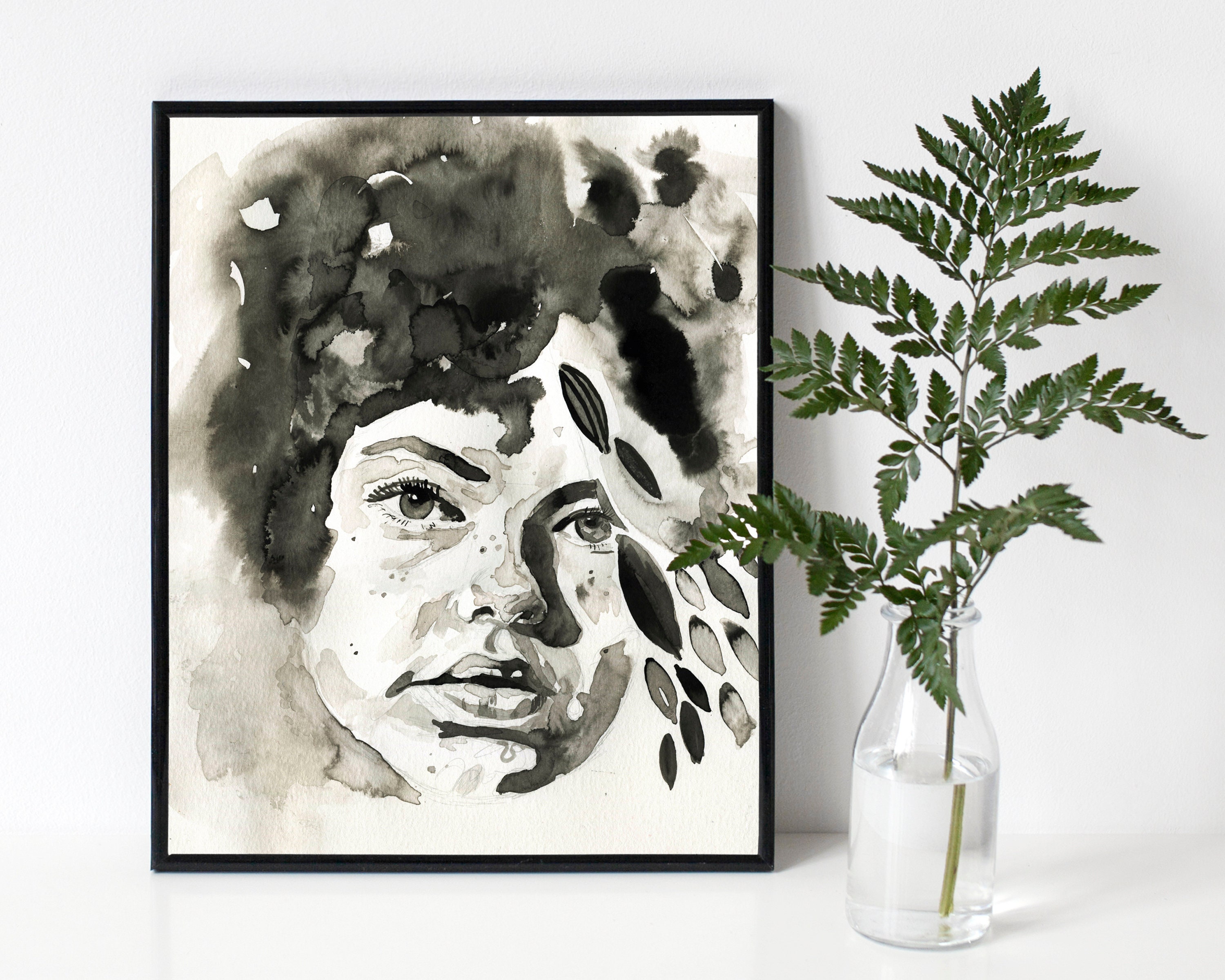 Female Ink Art Print From Original Ink Piece Female Illustration Wall ...